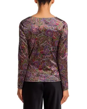 Johnny Was Stretch Velvet Asymmetric Top