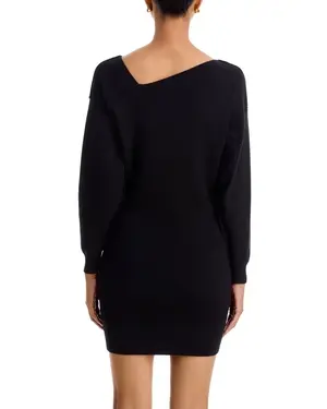 Line & Dot Asymmetric Mini Sweater Dress
