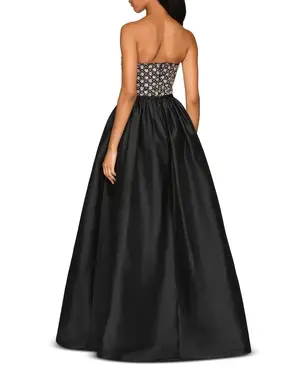 Theia Mila Beaded Strapless Taffeta Gown
