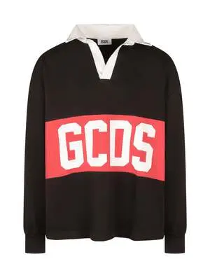 Gcds Band Logo Long Sleeve Polo - Black/red