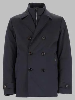 MOORER Italian-made 100% Polyester Trench Coat - Blue