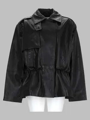 ROTATE BY BIRGER CHRISTENSEN Lambskin Leather Mini Jacket - Black
