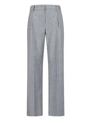 LARDINI Pinstripe Wide-leg Tailored Trousers - Grey