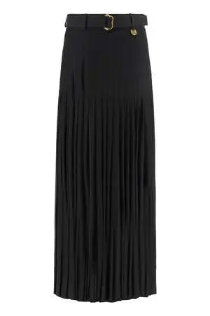Burberry Belted Crepe Mini Skirt With Pleats - Blue