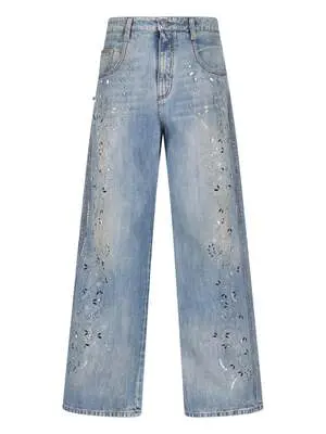Ermanno Scervino Embellished Wide-leg Jeans - Blue