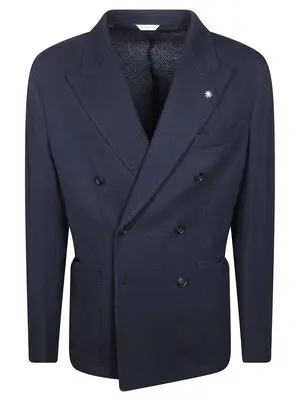 MANUEL RITZ Herringbone Texture Jacket - Blu