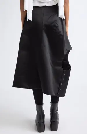 Comme Des Garçons Asymmetrical Draped Satin Midi Skirt