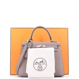 Hermès Kelly Handbag Epsom With Palladium Hardware 25