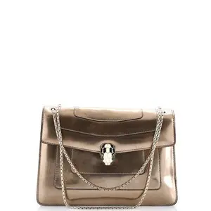 BVLGARI Serpenti Forever Square Shoulder Bag Metallic Leather Medium - Metallic Silver