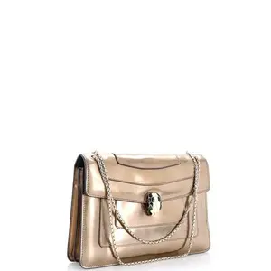 BVLGARI Serpenti Forever Square Shoulder Bag Metallic Leather Medium