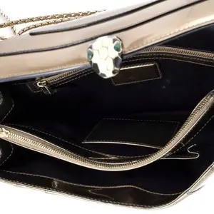 BVLGARI Serpenti Forever Square Shoulder Bag Metallic Leather Medium