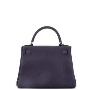 Hermès Kelly Handbag Blue Togo With Palladium Hardware 28
