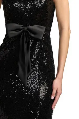 Mac Duggal Strapless Sequin Trumpet Gown With Bow Detail