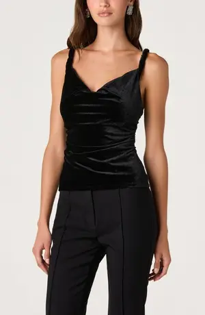 Astr The Label Berlyn Cowl Neck Velvet Camisole - Black