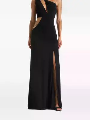 Manière De Voir Janelle In One-shoulder Cut-out Chain Maxi Dress - Black