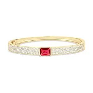 SHYMI Pave Bangle With Stone Gold & Red - Gold/red