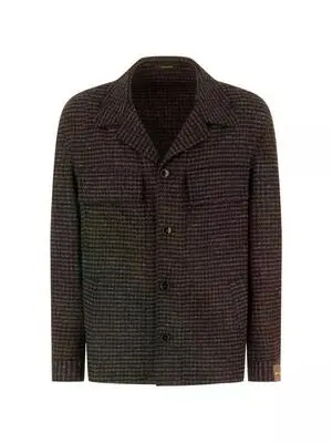 GABRIELE PASINI Houndstooth Wool-blend Shirt Jacket