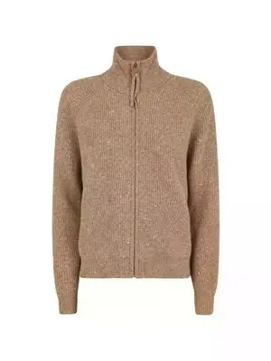 Seventy Sequin-embellished Ribbed-knit Cardigan - Neutrals