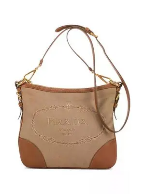 Prada Logo-detail Jacquard Cross Body Bag - Neutrals