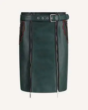 Marni Leather Skirt With Belt And Pockets