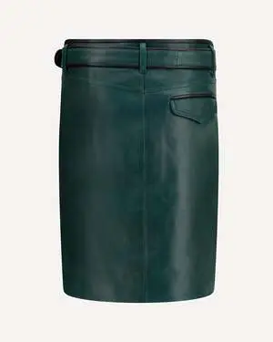 Marni Leather Skirt With Belt And Pockets