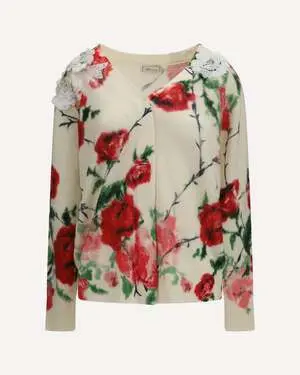 Blumarine Wool And Cahmere Weater With Applied Roe - Beige
