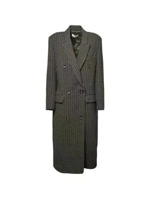 SOLOTRE Check Double-breasted Coat - Brown