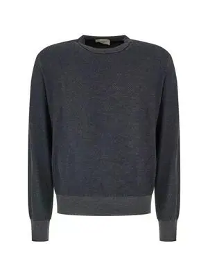 PIACENZA CASHMERE 1733 Fine-knit Ribbed-trim Sweater - Blue