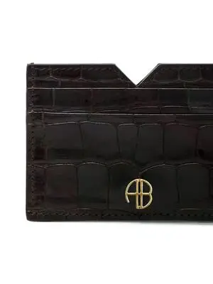 ANINE BING Calli Card Holder Embossed Dark - Brown