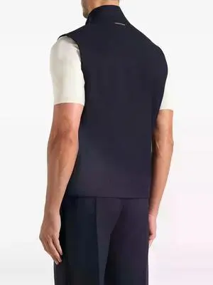 Manière De Voir Levi In Dark-navy Zip-through Wool-blend Tailored Gilet