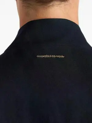Manière De Voir Levi In Dark-navy Zip-through Wool-blend Tailored Gilet