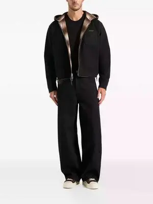 Manière De Voir Hamish Reversible Canvas & Brushed Check Wool-blend Jacket Brown - Black