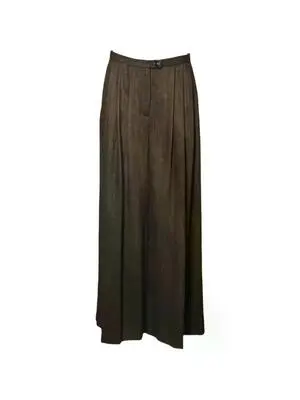 SOLOTRE Herringbone-pattern Pleated Palazzo Pants - Brown