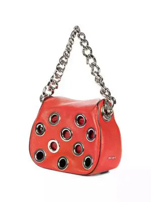 Prada Grommet Canapa Leather Shoulder Bag