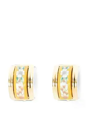 Hermès Floral-motif Enamel Earrings
