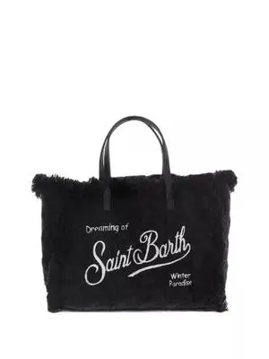 MC2 SAINT BARTH Colette Logo-embroidered Velvet Tote Bag - Black