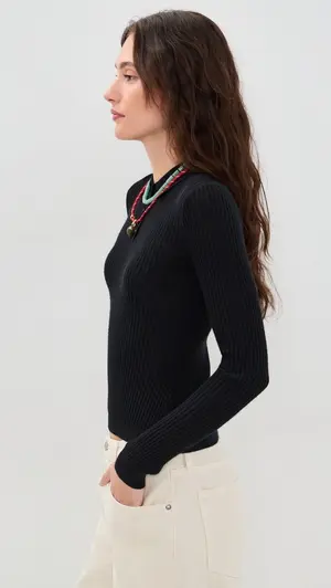 Guest In Residence Long Sleeve Cashmere Shrunken Polo