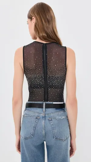Alice + Olivia Bandeau Embellished Thong Bodysuit