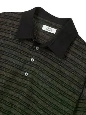 STUDIO TOMBOY Striped Long-sleeve Polo Shirt - Brown