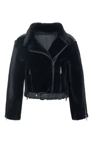 Gorski Genuine Shearling And Leather Moto Jacket