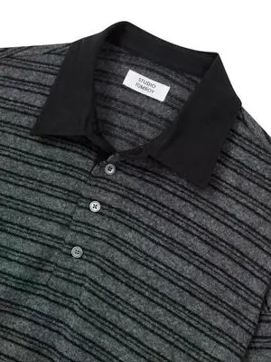 STUDIO TOMBOY Striped Long-sleeve Polo Shirt - Grey