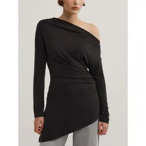 Witchery Asymmetric Tunic Long Sleeve Top - Black