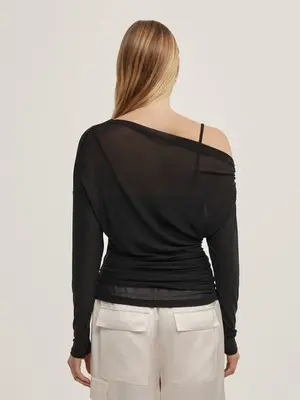 Witchery Layered Mesh Long-sleeve Top - Black