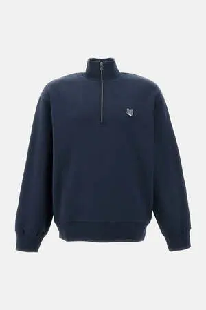 Maison Kitsuné Felpa Fox Head Comfort Con Mezza Zip - Blu