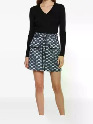 Maje Bow-print Mini Skirt