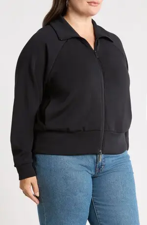 Caslon Scuba Sweatshirt Jacket - Black