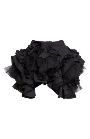 Noir Kei Ninomiya Ruffled Wool & Tulle Miniskirt - Black