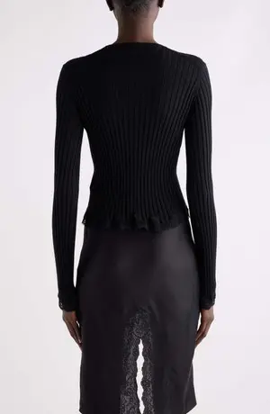 Saint Laurent Cassandre Lace Trim Rib Wool