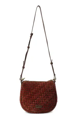 Écotorie Carrie Woven Suede Crossbody Bag - Rust/chocolate