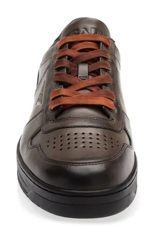 Prada Downtown Hammer Leather Sneaker - Fumo